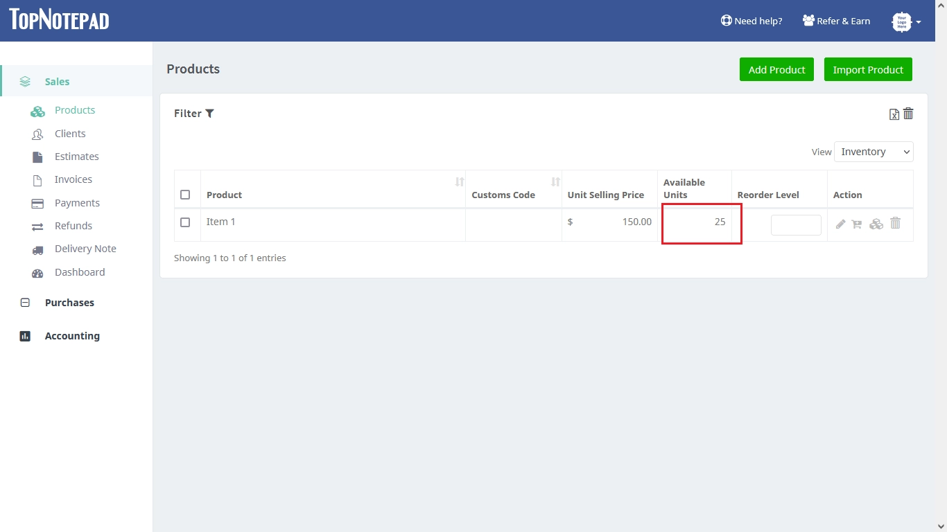 Steps to set-up available units tracking