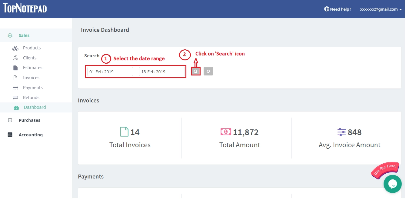 Steps to track Invoice Dashboard